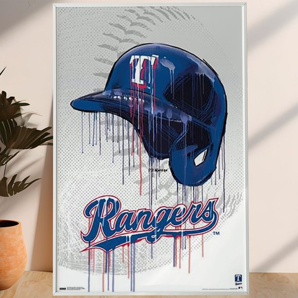 Art | Mlb Texas Rangers Drip Helmet Premium Poster | Poshmark